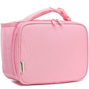 gyeukham insulated lunch box for school, thermal reusable durable freezable lunch bags for kids boys girls men women - small soft cooler portable lunch tote kit for work picnic travel,pink