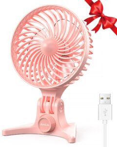 aaolin usb desk fan, small fans with cvt variable speeds, strong cooling airflow, quiet portable, desktop mini personal table fan for room, home,office, bedroom, pink