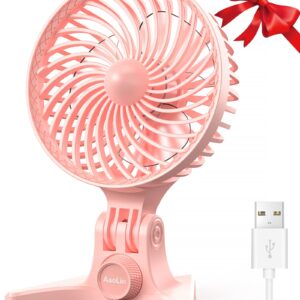 AaoLin USB Desk Fan, Small Fans with CVT Variable Speeds, Strong Cooling Airflow, Quiet Portable, Desktop Mini Personal Table Fan for Room, Home,Office, Bedroom, Pink