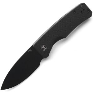 miguron knives m pelora pocket folding knife,3.18" black pvd14c28n blade black g10 handle with titanium pocket clip,camping hiking knife mgr-804bk