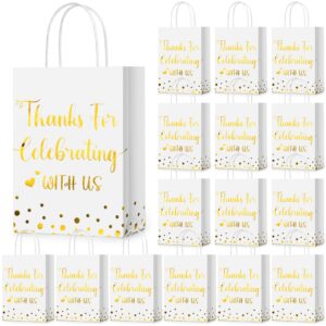 ctosree 50 pcs wedding gift bag thanks for celebrating with us paper bags gold wedding gift bags with handle for hotel guests wedding gift bag for bridal shower party favors