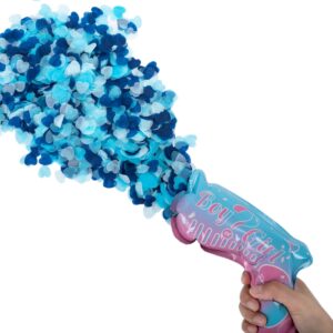 saneryi gender reveal confetti balloon salute gun, he or she (set of 10) baby boy or girl party supplies decoration (10 blue)