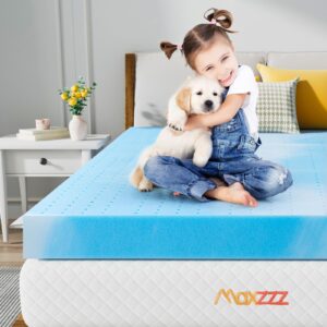 2 inch memory foam mattress topper queen, gel foam queen size mattress topper for pressure relief, high density cooling memory foam pad, premium soft mattress topper, certipur-us certified