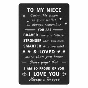 engzhi my niece gifts from auntie uncle - i am so proud of you, i love you - inspirational girls gifts for birthday christmas graduation, teen niece metal engraved wallet card