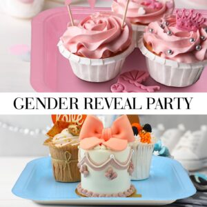 meekoo 212 Pcs Baby Shower Gender Reveal Party Supplies Serves 30 Guests Assorted Disposable Paper Plates and Napkins Set Blue and Pink Gender Reveal Party Plates Napkins Cups Cutlery (Square Plate)