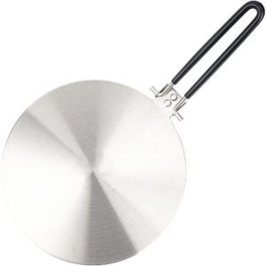 9.45 inches stainless steel heat diffuser for glass cooktop, induction plate adapter for electric stove with foldable handle