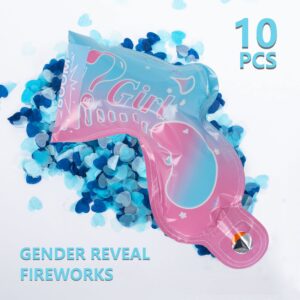 SANERYI Gender Reveal Confetti Balloon Salute Gun, He or She (Set of 10) Baby Boy or Girl Party Supplies Decoration (10 Blue)