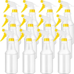 yaomiao 12 pcs empty spray bottles 16 oz plastic spray bottles leak proof spray bottles squirt bottle with adjustable yellow nozzle refillable water spray bottle for hair home cleaning industrial use