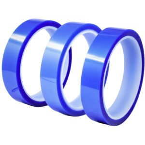 echomerx 20mm x 33m (108 ft) blue heat resistant tape - 3" core | no residue heat transfer tape for sublimation & crafts | ideal for heat press - 3-pack