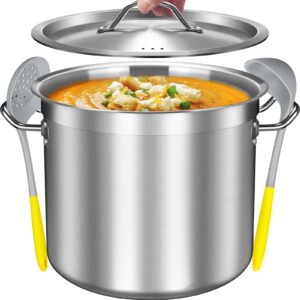 large stock pot with lid - 24 quart stainless steel stockpot heavy duty cooking pot, soup pot with lid, big pots for cooking, induction pot stew pot pozole pot