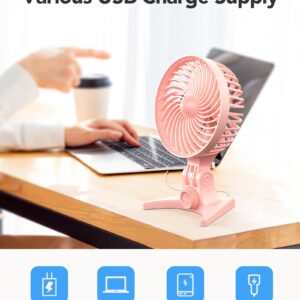 AaoLin USB Desk Fan, Small Fans with CVT Variable Speeds, Strong Cooling Airflow, Quiet Portable, Desktop Mini Personal Table Fan for Room, Home,Office, Bedroom, Pink