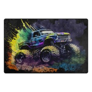 Vnurnrn Area Rug Cool Monster Truck Pattern, Anti Slip Rectangular Soft Indoor/Outdoor Floor Carpet Rugs Home Decor for Living Dinning Room Bedroom Kitchen 60x39 inch