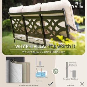 PHI VILLA Metal Patio Outdoor Furniture Sets,Large Heavy Duty Patio Conversation Sets for Backyard, Porch and Garden（Beige, 6 pcs w/Table）