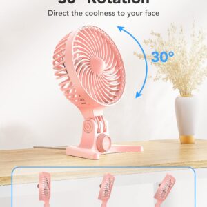 AaoLin USB Desk Fan, Small Fans with CVT Variable Speeds, Strong Cooling Airflow, Quiet Portable, Desktop Mini Personal Table Fan for Room, Home,Office, Bedroom, Pink