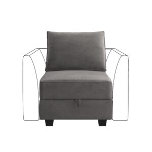 honbay middle module for modular sectional sofa couch, accent armless chair with storage seat, velvet grey