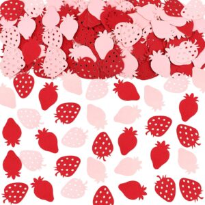 keaziu 100pcs strawberry confetti strawberry table pink and red confetti for baby shower themed bee birthday table decoration supplies (red)