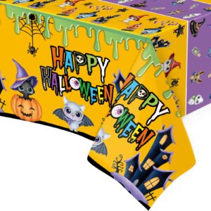 ceiba tree halloween tablecloth plastic disposable table cover table cloth 3 packs rectangle 54x108 inch halloween party supplies table decorations decor trick or treat