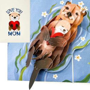 liif otter mothers day card, 3d pop up 1st mothers day card, first mother birthday card for mom, otter card