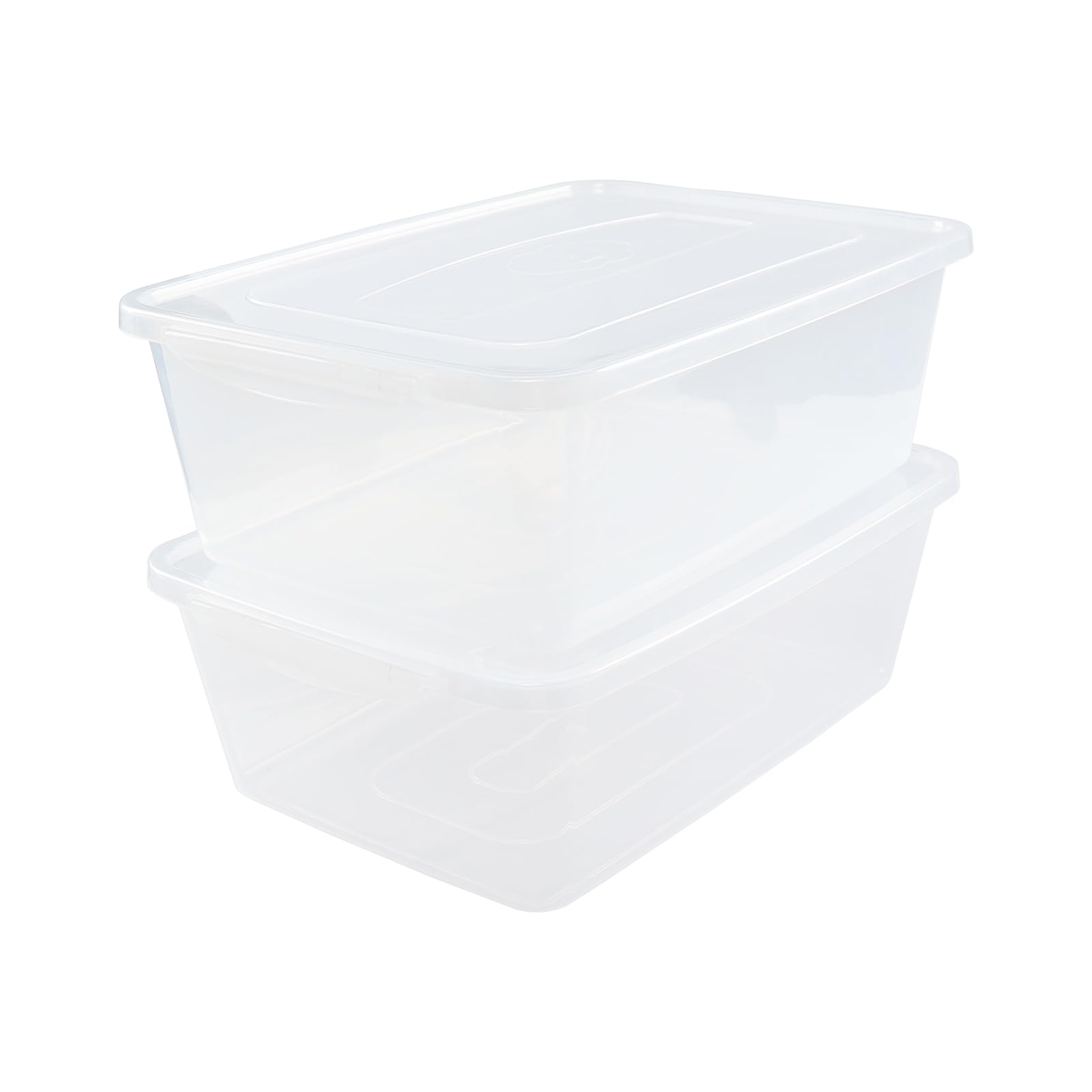 Zopnny 2-Pack Plastic Containers Box with Latching Lid, Stackable Nestable Storage Bins, Clear Pizza Dough Proofing Box, 16 Quart