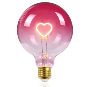 tianfan giant edison bulb heart led filament lamp bulb 2w dimmable medium base 110/130v vintage decorative light bulb pink