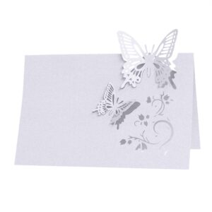 50pcs hollow butterfly table place cards, name place cards for table setting, seating place cards banquet seat cards name cards wedding place cards for table, dinner parties, 3.5 x 2.4 inch