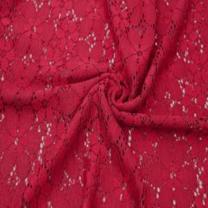 texco inc 59" wide-nylon spandex vintage lace pattern: kimberly-fabric by the yard-apparel, clothing, accessories, decorations, fashion, crafts, wedding dresses, and diy, ruby 1 yard