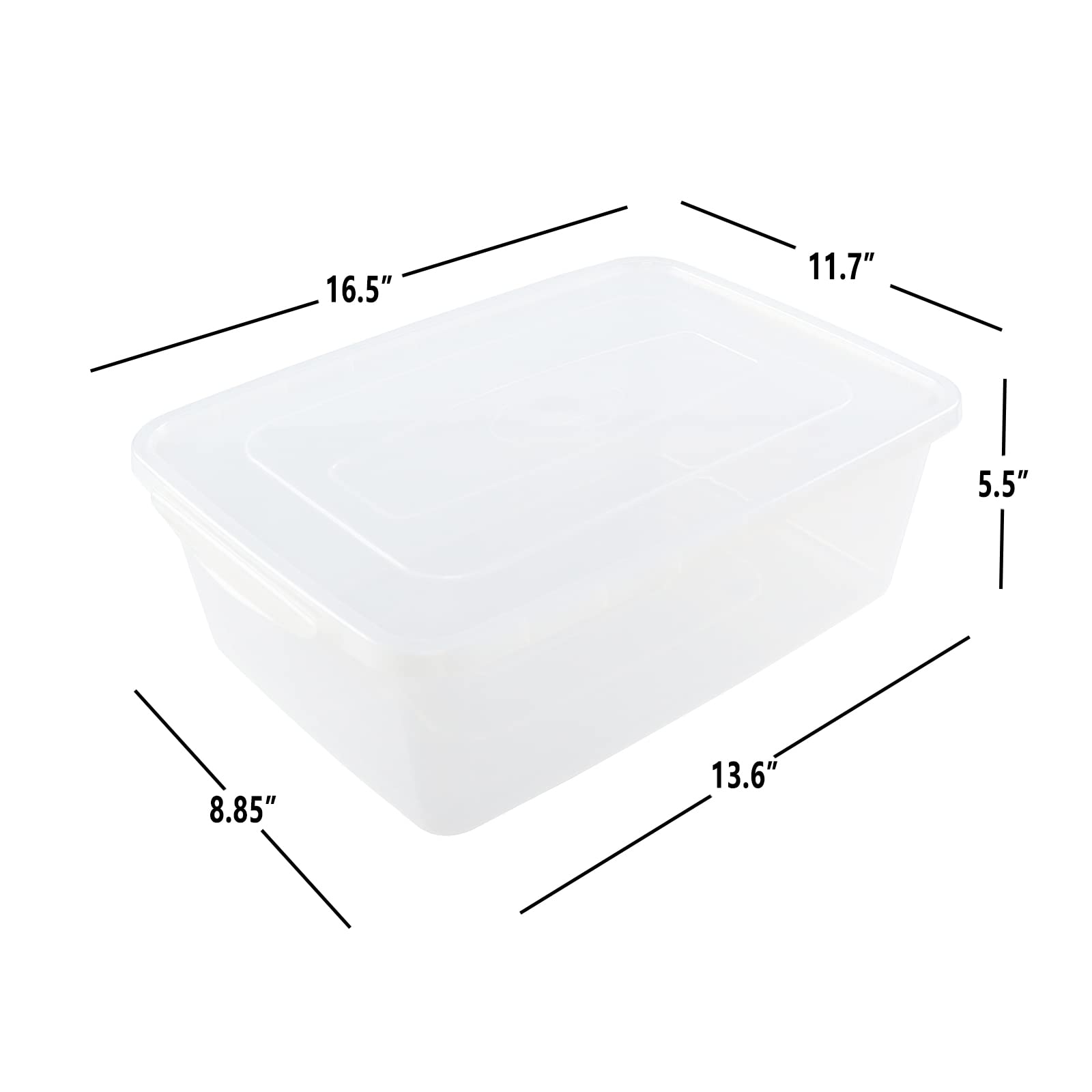 Zopnny 2-Pack Plastic Containers Box with Latching Lid, Stackable Nestable Storage Bins, Clear Pizza Dough Proofing Box, 16 Quart