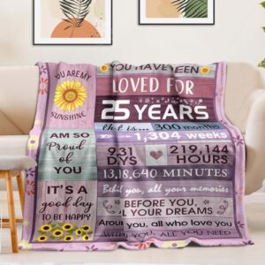 BRITHBORTH 25th Birthday Gifts for Women Blanket, 25th Birthday Decorations for Men Women, 25th Birthday, Best 25th Gift Ideas for Daughter Niece Bestie Sister Friends Blanket 60"x50"