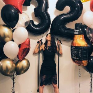 Black 5 Balloon, 40 Inch Number Balloon, Black and Gold Party Supplies, 5th Birthday Balloon Decorations, 5 15 25 35 50 Number Balloons, Number 5 Balloon