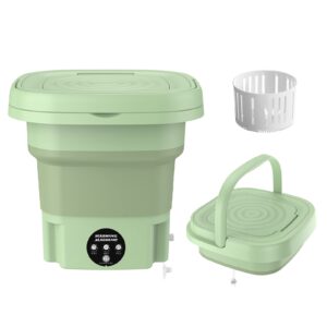 chpbolly portable washing machine, mini foldable washer and spin dryer small foldable bucket washer, suitable for apartment dorm,travelling，best gift choice (green-8 l) (01)