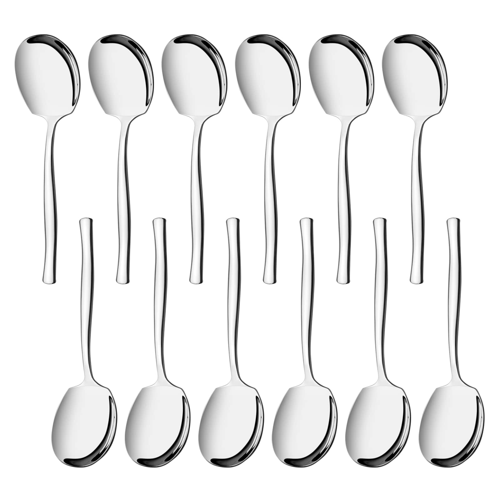 Rinboat 12-Piece Large Serving Spoon, Stainless Steel Buffet Serving Spoon