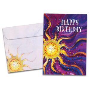 tree-free greetings - birthday cards - artful designs - 1 card + matching envelopes - made in usa - 100% recycled paper - 5"x7" - another glorious trip (go65256)