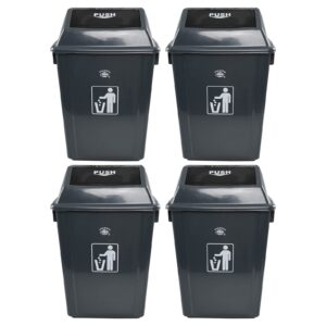 buyitt 4 packs large garbage bin with lid, plastic kitchen waste bin, 13 gallon, grey