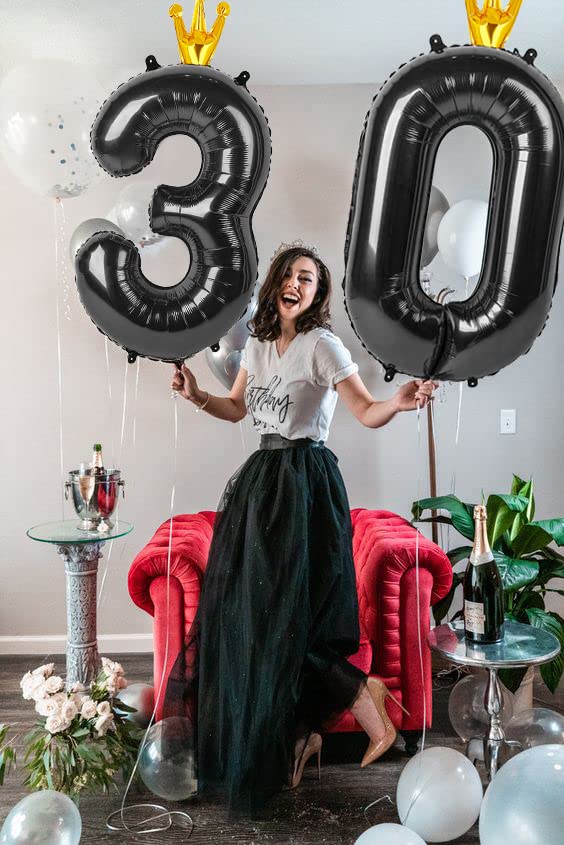 Black 5 Balloon, 40 Inch Number Balloon, Black and Gold Party Supplies, 5th Birthday Balloon Decorations, 5 15 25 35 50 Number Balloons, Number 5 Balloon