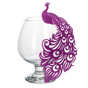 wine glass card laser cut paper card 50 pcs place card name card hollow out peacock design wine cup decoration wall decals sticker for wedding party favor banquets table centerpieces decor type 3