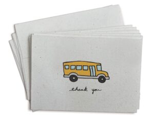 school bus thank you cards - 24 greeting cards with envelopes - school thank you notecards for teacher appreciation