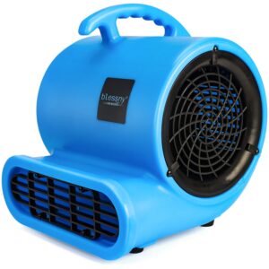 blessny 1/2hp etl listed carpet dryer fan, 2200cfm air blower mover for home drying, 15ft long cord portable floor blower fan with 3-speeds daisy chain function (blue)