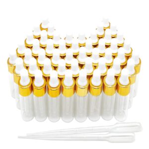 begiket 50pcs transparent sample dropper bottles, 5ml mini essential oil dropper bottles, perfume bottles with 2 plastic droppers for travel test samples