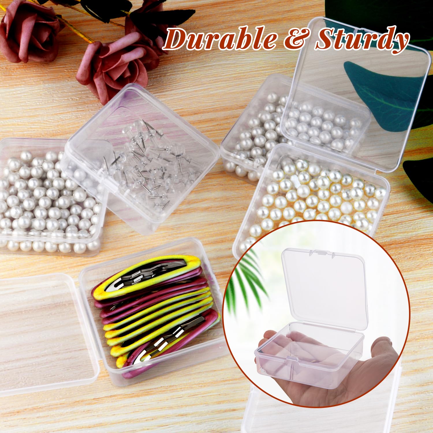 16 Pack Plastic Beads Storage Transparent Containers Box Small Drawer Organizers with Hinged Lid for Beads Earplugs Crafts Jewelry - 2.9x2.9x1 inch