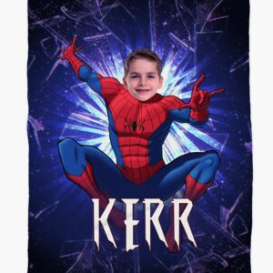 ROYAMS Kids Superhero Blanket Personalized Photo Kids Super Hero Blanket Custom Superhero Blankets for Kids