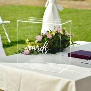 Hooqict Clear Acrylic Wedding Card Box with Slot Large Blank Gift Card Boxes for Reception, Party, Wishing Well, Money Box Holder, Graduation Decorations, Baby Shower