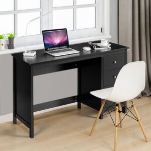 SILKYDRY Black Computer Desk with Drawers, 48’’ x 20’’ x 29.5’’ Home Office Computer Workstation, Modern Executive Desks, Teens Writing Study Table Laptop Desk for Bedroom, Study, Small Space (Black)