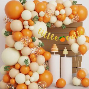 Little Cutie Baby Shower Decorations, Orange Yellow White Balloons Balloon Arch Garland kit with Artificial Willow Leaves for Cutie Fruit Baby Bridal Shower Birthday Party Decorations