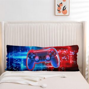 meeting story game gaming body pillow cover gamer bedding pillowcase with envelope closure for boys kids adults (blue-purple)