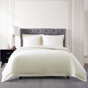 pure parima hotel collection ultra percale duvet cover set | 100% els giza egyptian cotton | hidden zipper closure | comforter cover 2 pillow shams (bone, queen)