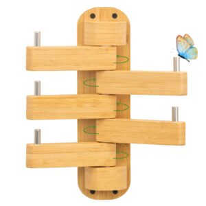 spopsood coat rack wall hooks, wall hooks made of pure solid bamboo, robust, beautiful & personalized wall mounted bathroom towel rack