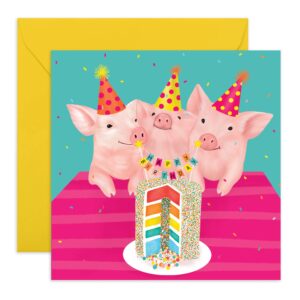 central 23 funny friend birthday card - party pigs - happy birthday cards for men women brother sister - gifts for him her - comes with fun stickers