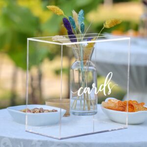 Hooqict Clear Acrylic Wedding Card Box with Slot Large Blank Gift Card Boxes for Reception, Party, Wishing Well, Money Box Holder, Graduation Decorations, Baby Shower