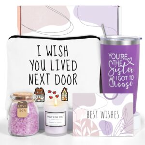 best friend birthday gifts for women - unique spa basket friendship gifts for women, sister, bestie, bff (purple)