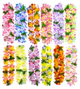 12pcs hawaiian leis luau party decorations tropical party favors lei hawaiian flower lei perfect for hawaiian luaus party birthday party favors.